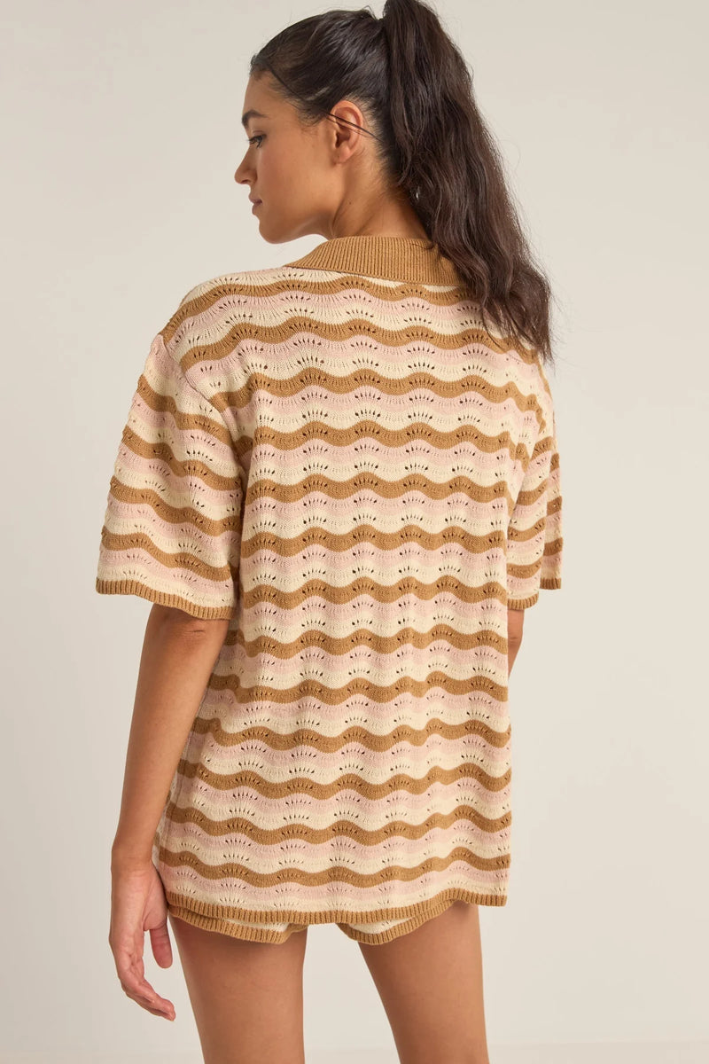 Rhythm Aries Short Sleeve Stripe Knit Shirt - Natural – Arnold's