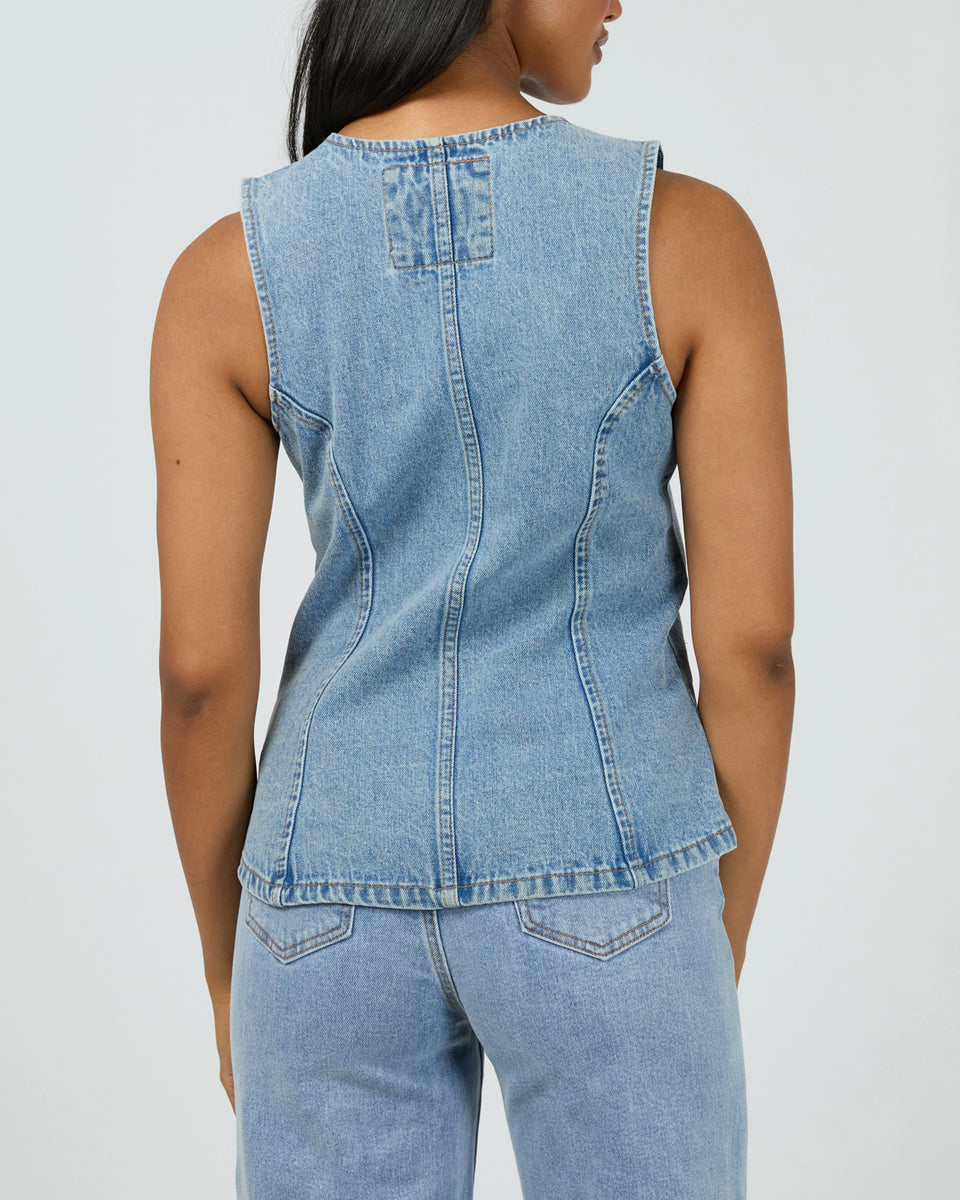 All About Eve Lena Denim Vest - Light Blue – Arnold's
