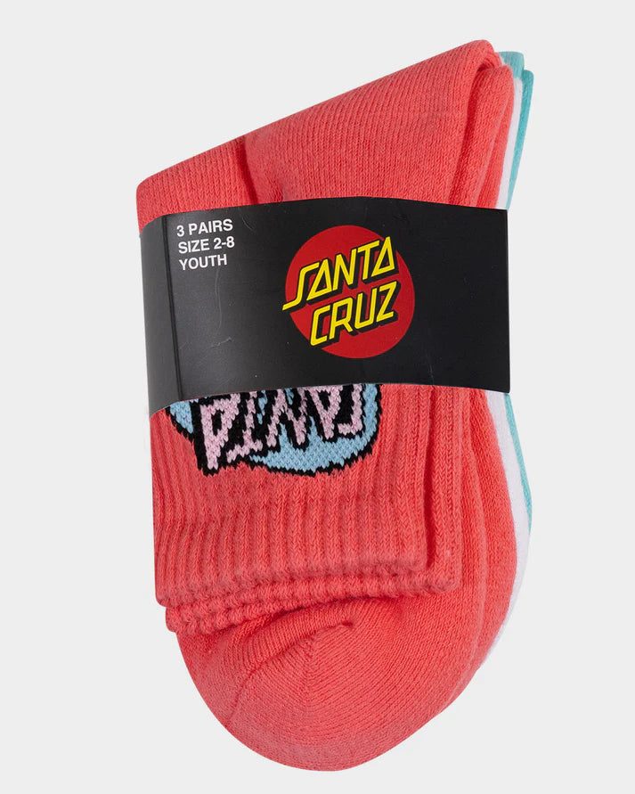 Santa Cruz Oval Dot Girls Mid Socks (3 Pack) - Rose/White/Ocean – Arnold's